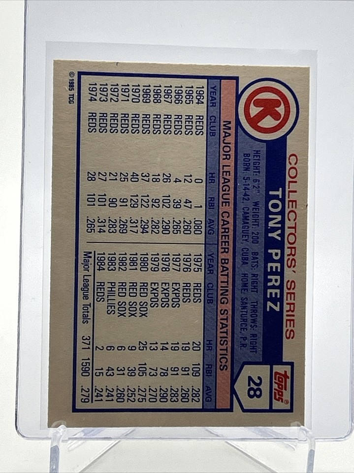 1985 Topps Circle K Tony Perez Baseball Card #28 Mint FREE SHIPPING | eBay