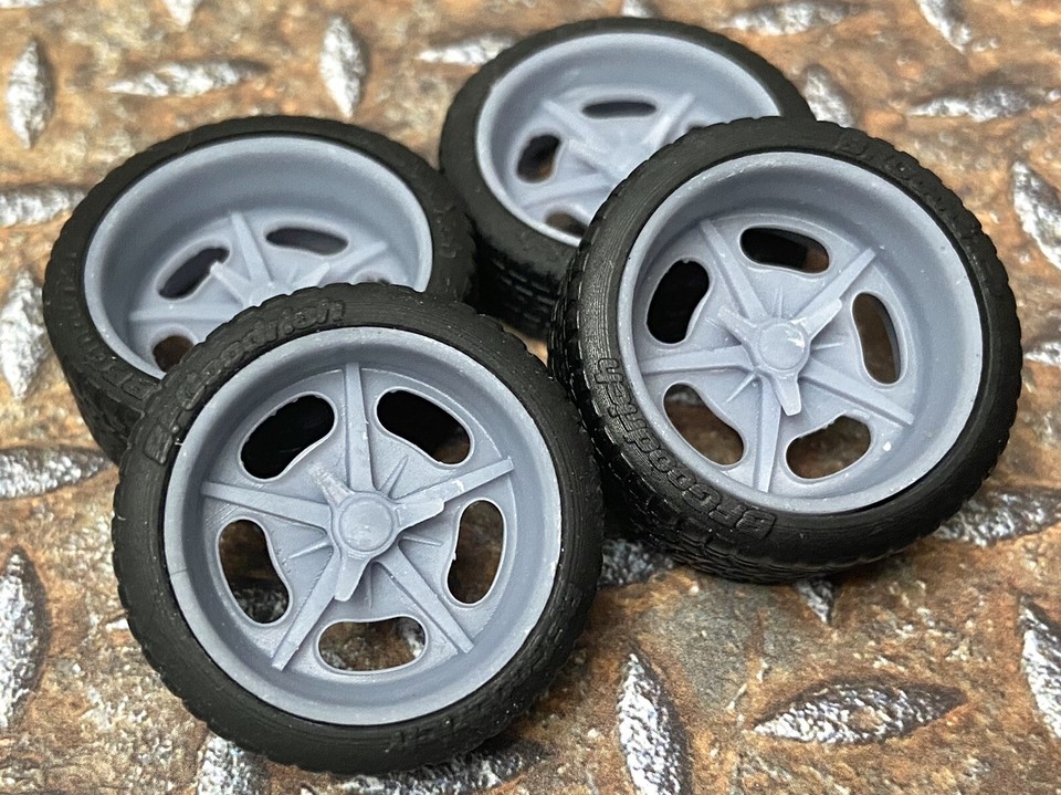 Resin Halibrand Dragmaster style model car wheels, 1/24 1/25 scale, 21 ...