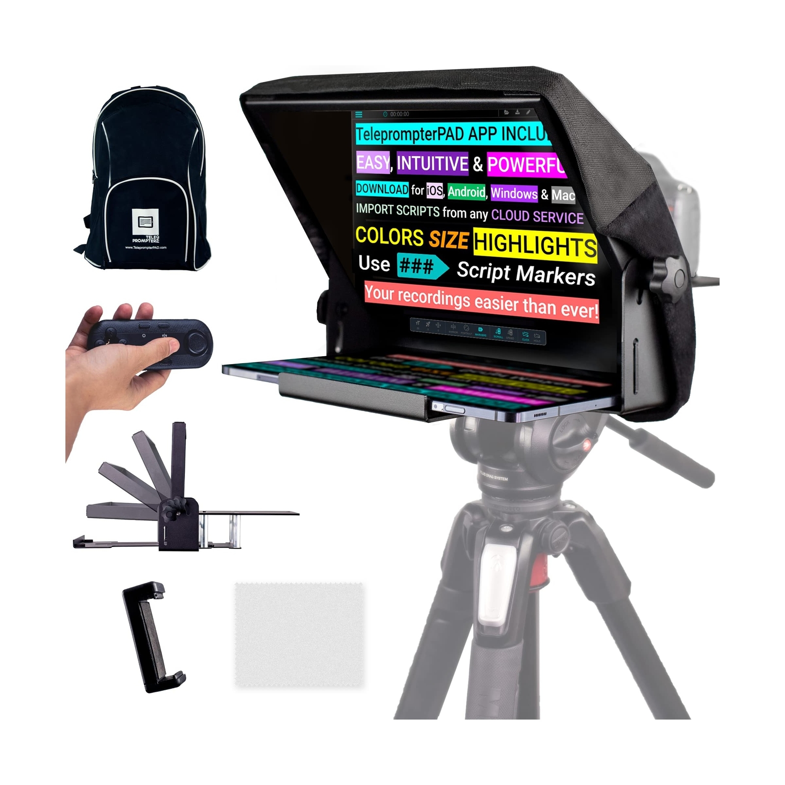 TELEPROMPTER PAD iLight PRO 12" Autocue teleprompter iPad Tablet - Kit ...