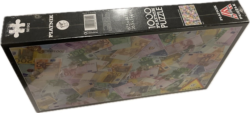 Money Cash “EURO Bills” Jigsaw Puzzle 1000 pc 26.5" x 17.4" Piatnik New ...