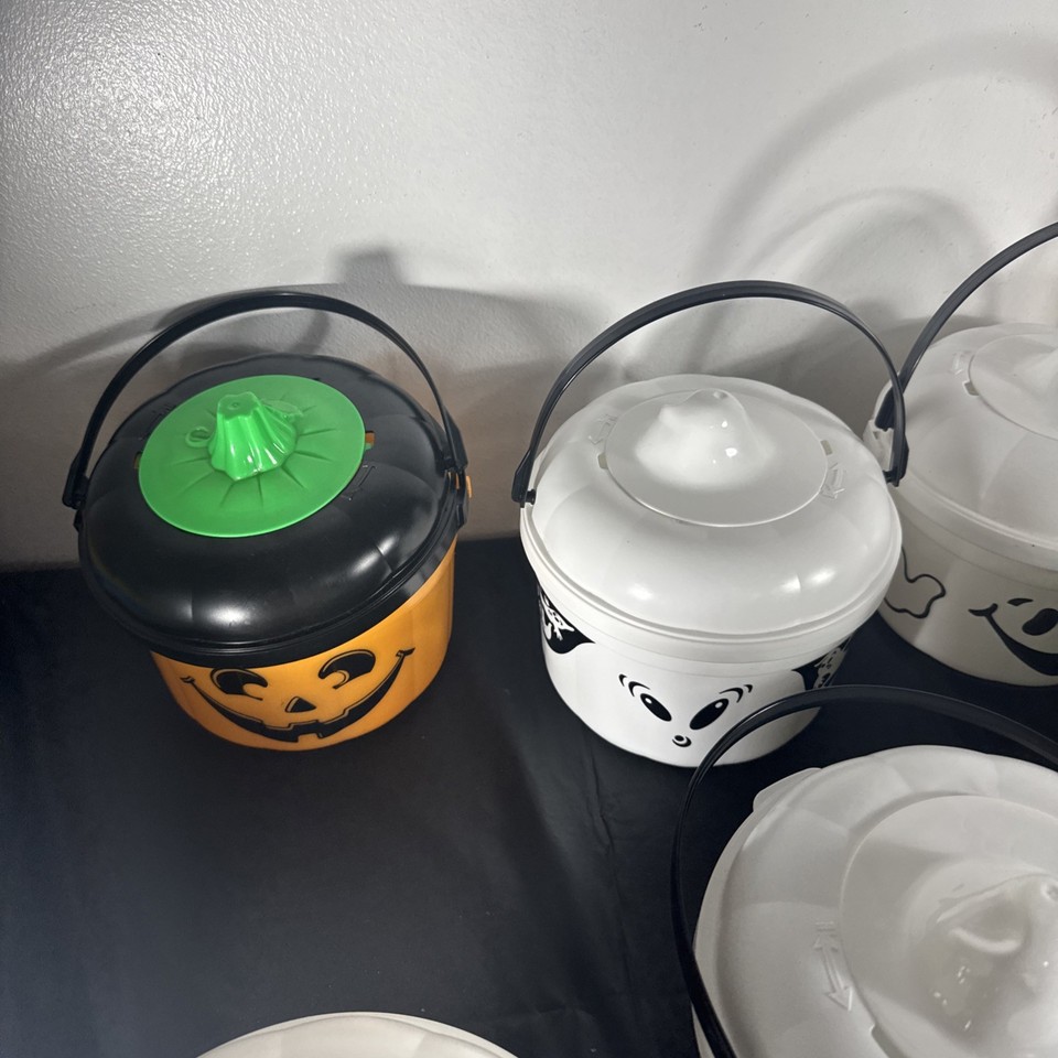 Vtg McDonalds Halloween Boo Buckets Lot of 11 Complete with Lid Handle ...
