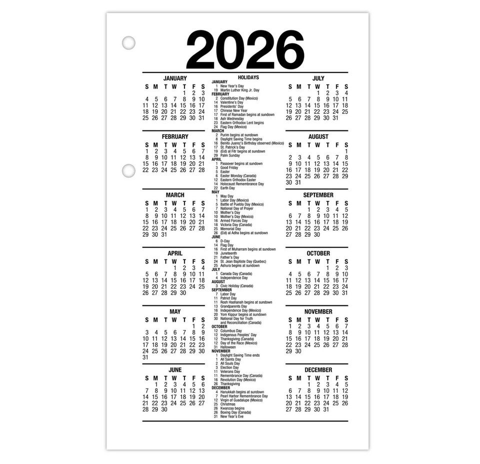 2026 At-A-Glance E717T-50 Daily Calendar w/Mthly Tabs Refill | eBay
