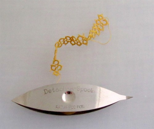 Vintage Tatting Shuttle with Thread and Tatted Lace Antique Metal ...