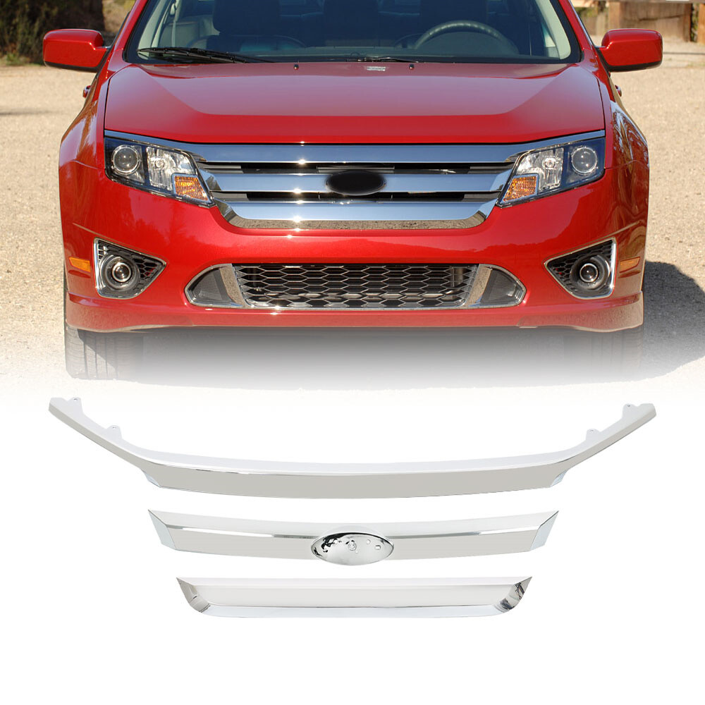 For 2010 2011 2012 Ford Fusion Front Upper Chrome Grille Grill Molding ...
