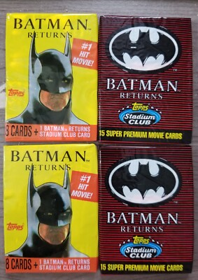 Topps 1991 Batman Returns Four SEALED PACKS! Stadium Club Cards. 46 ...