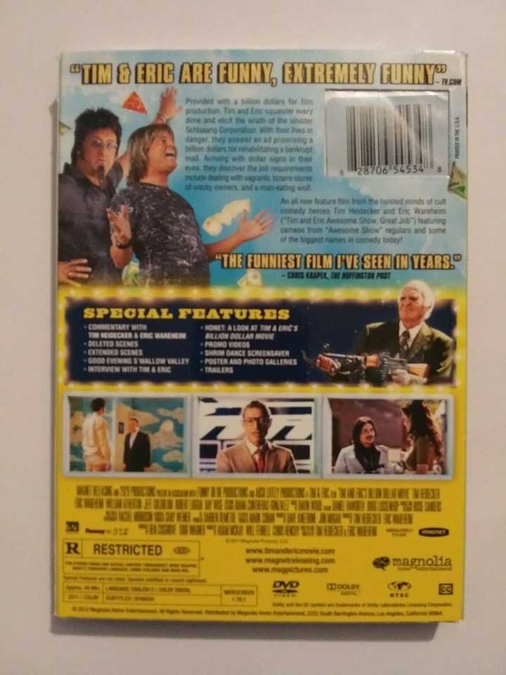 Tim and Eric's Billion Dollar Movie (DVD, 2012) w/ slipcase ...