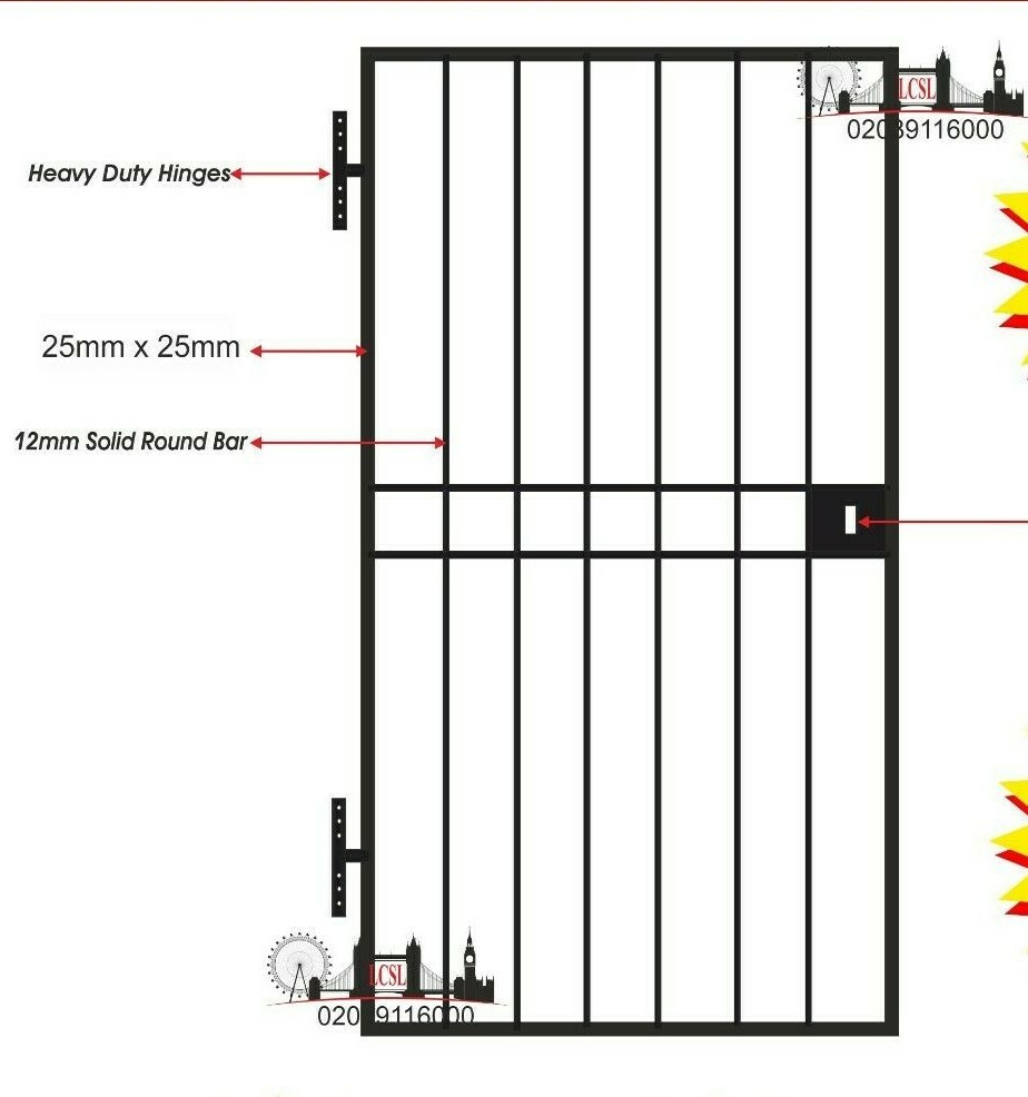 HEAVY DUTY STEEL SECURITY DOOR. METAL GARDEN GATE / WROUGHT IRON GATE ...