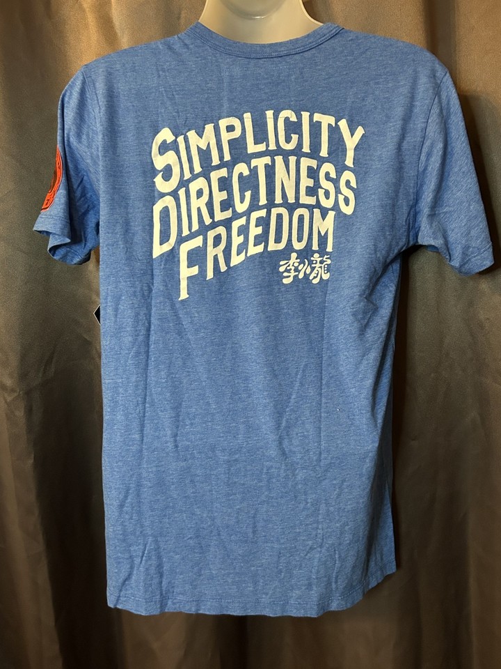 ROOTS OF FIGHT Iconic BRUCE LEE Blue Tee Men’s Large Brand New With ...