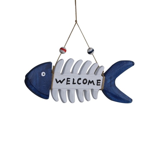 Wooden Fish Bone Welcome Card Nautical Plaque Mediterranean Style ...