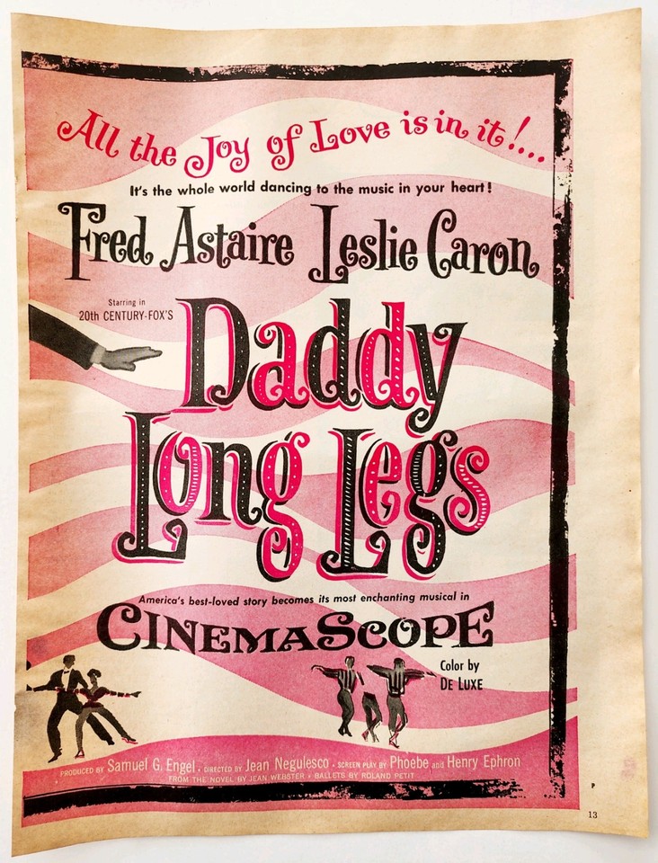1955 Daddy Long Legs Movie Film Advertisement Fred Astaire Leslie Caron ...