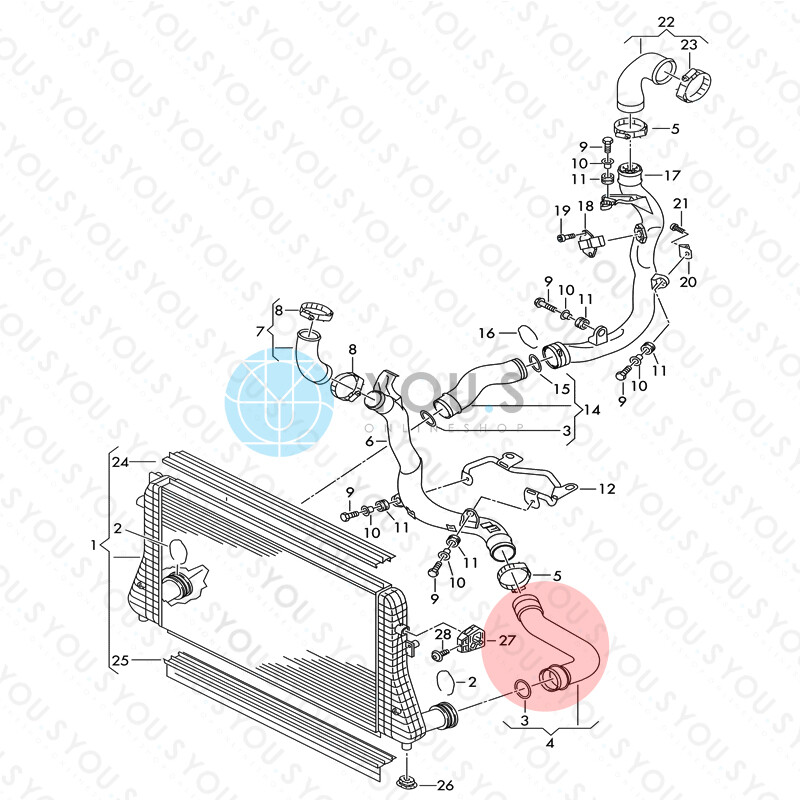 Turbo Air Intake Hose for VW Golf V (1K1) 1.4 TSI 1K0145832F - New | eBay