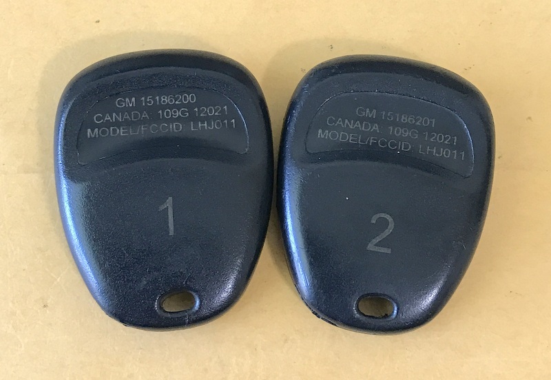 OEM MATCHED PAIR GM GMC CHEVY KEYLESS ENTRY REMOTE FOBS LHJ011 15186200 ...