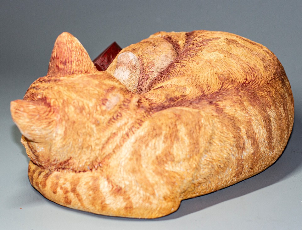 Orange Cat Urn Ashes Pet Memorial Statue Grave Marker Heart Plaque ...