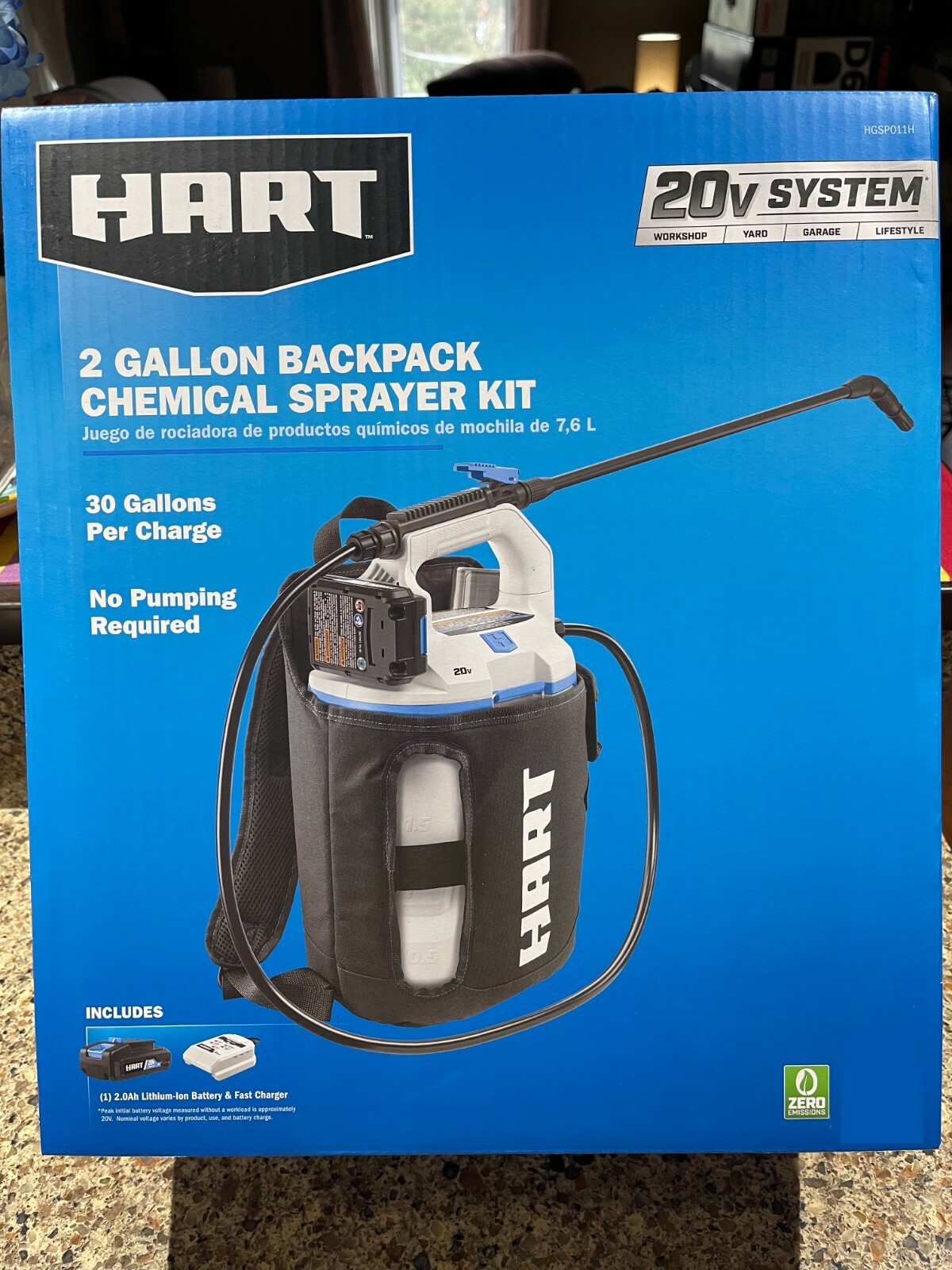 NEW! Hart 20v Cordless 2 Gallon Backpack Chemical Sprayer Kit- HGSP011H ...
