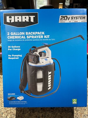 NEW! Hart 20v Cordless 2 Gallon Backpack Chemical Sprayer Kit- HGSP011H ...