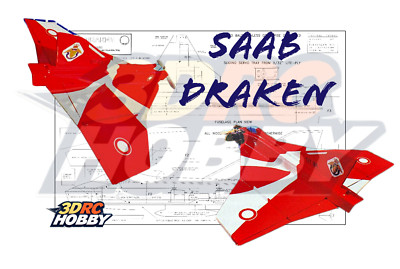 Saab Draken Delta Combat Wing 30" WS RC Plane Airplane Plans ...