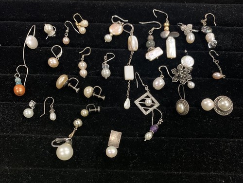 Sterling Silver Lot Of Single Pearl Earrings 52 Grams Total | eBay