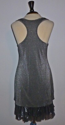 Bailey 44 Silver Metallic Racerback Dress Size L | eBay
