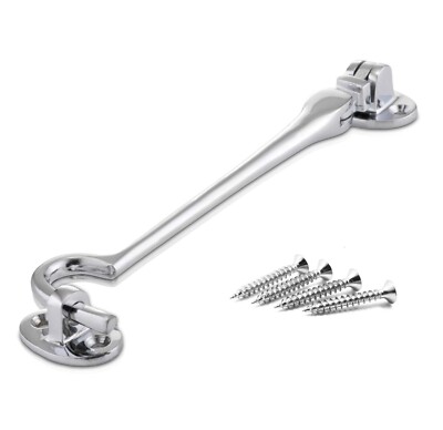 SILENT CABIN HOOK CHROME PLATED 4" Long Arm Eye Catch/Latch Door Hold ...