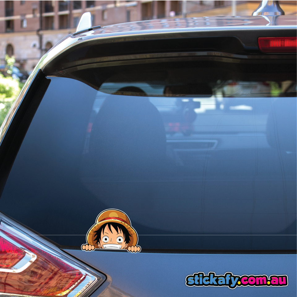 Luffy Peeking Sticker Funny Laptop Car Window Bumper 4x4 ute JDM Decal ...