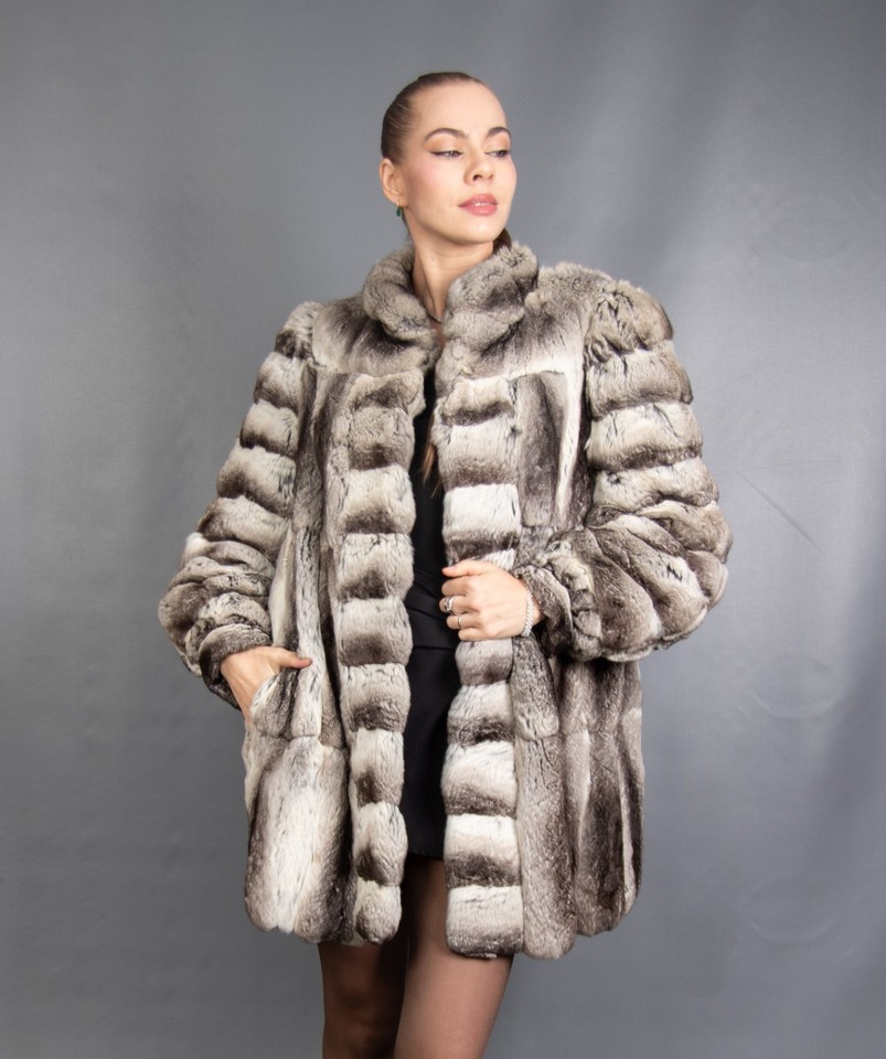 7652 SUPERIOR REAL CHINCHILLA FUR COAT LUXURY JACKET PELZ BEAUTIFUL ...