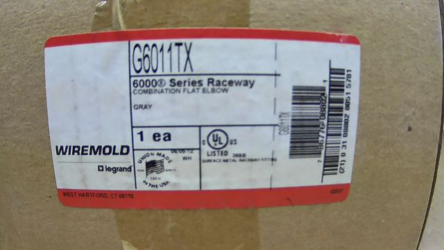 Wiremold G6011TX Conbination Flat Elbow 6000 Series Raceway - New In ...