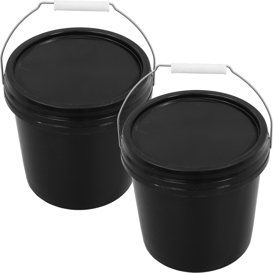 2 Pcs Plastic Storage Bucket Small Buckets Lid Multipurpose for Home ...