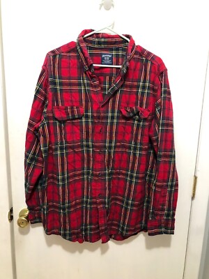 Faded Glory Plaid Flannel Mens XL 46-48 Long Sleeve Button Down Shirt ...