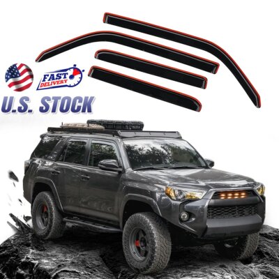 For 4Runner 2010-2024 In-Channel Window Visors Sun Rain Guards Vent ...
