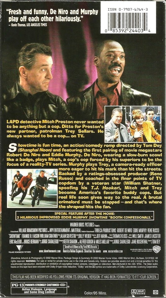 Showtime VHS 2002 Robert DeNiro Eddie Murphy Rene Russo William Shatner ...