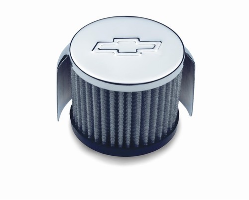 CHEVY CHROME STEEL BOWTIE VALVE COVER BREATHER 1.25" HOLE 327 350 383 ...