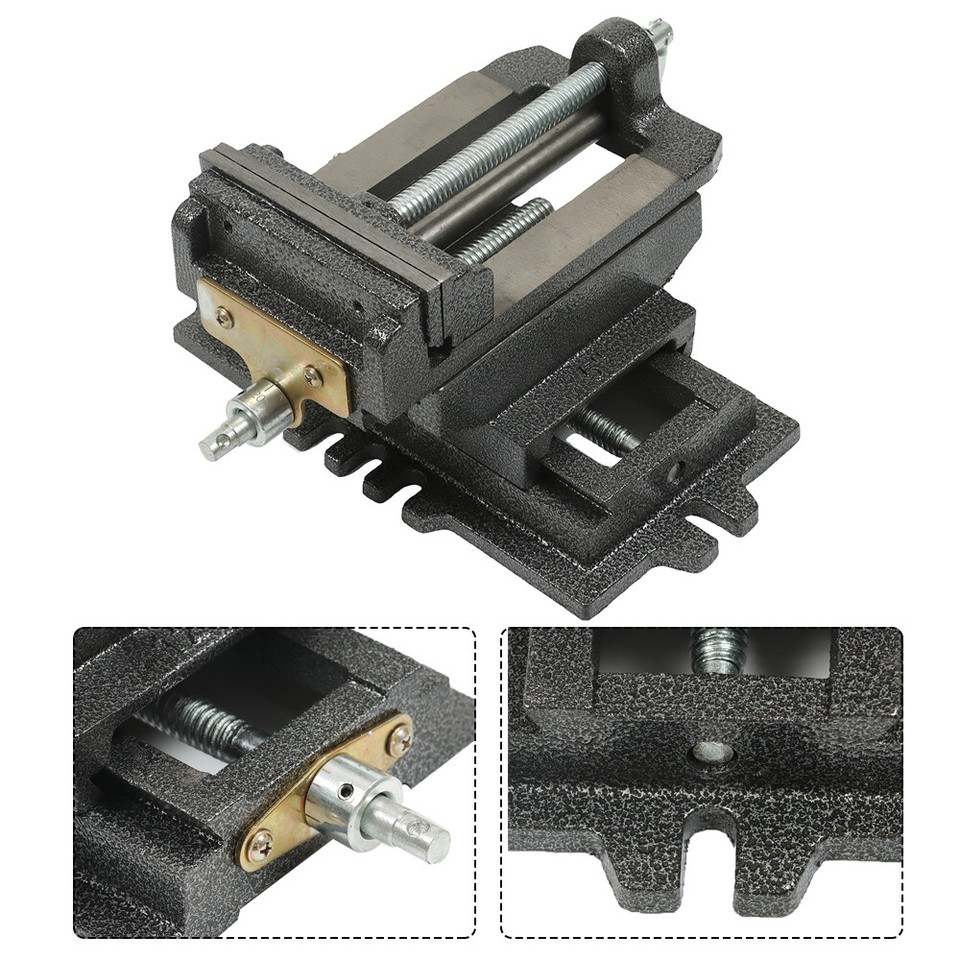 5" Cross Press Vise Slide Vice Iron Heavy Duty Sliding Drill Shop Grip ...