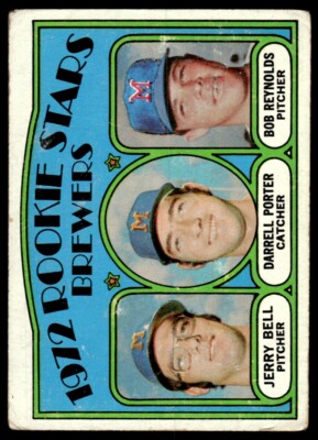 1972 Topps Baseball Card Brewers Rookies - Jerry Bell/Darrell Porter ...