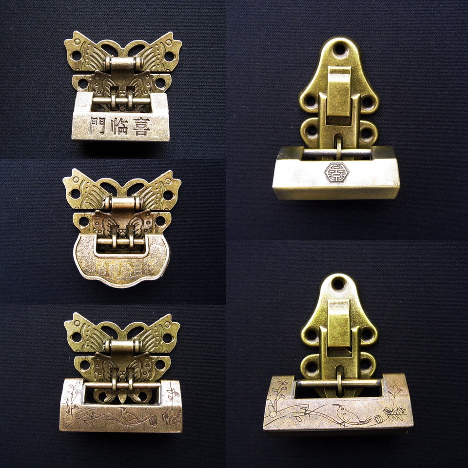 Vintage Chinese Old Style Decorative Jewelry Chest Box Suitcase Lock ...