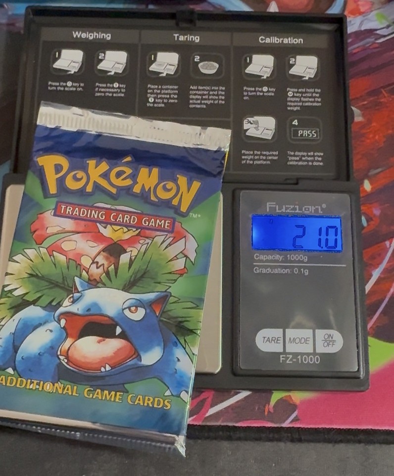 *HEAVY 21.0g* 1999 Pokemon Base Set Unlimited Pack - Short Crimp, Thin ...