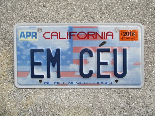 California 2018 We Will Never Forget license plate # EM CEU | eBay