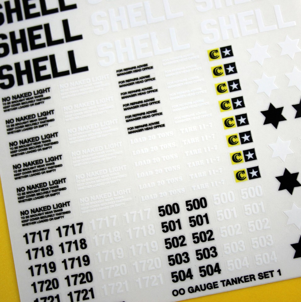Model Rail OO Gauge Scale SHELL OIL TANKER High Detail stickers decals ...
