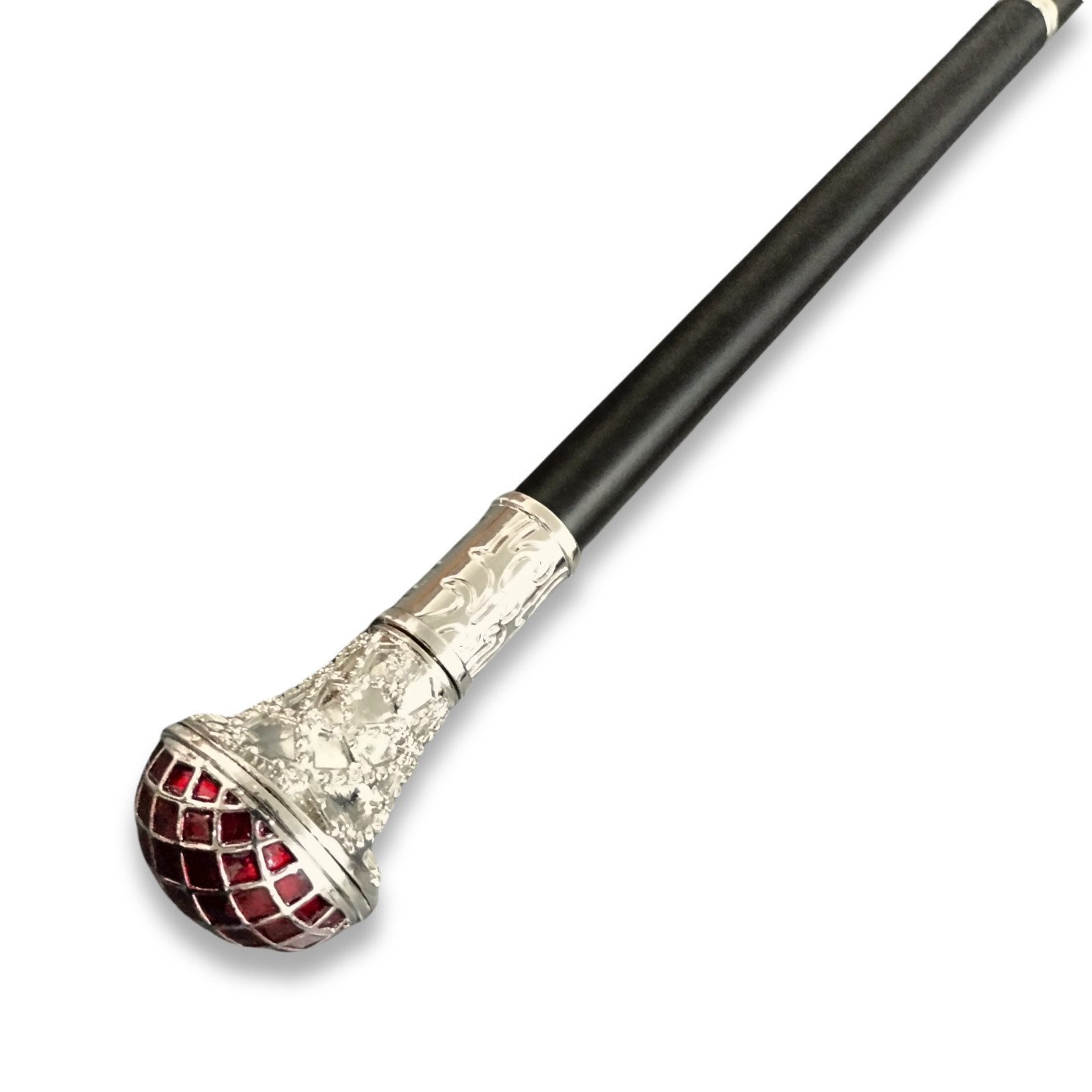 Royal Walking Stick, Hand Staff with Silver Screwable Handle – 37" Long ...