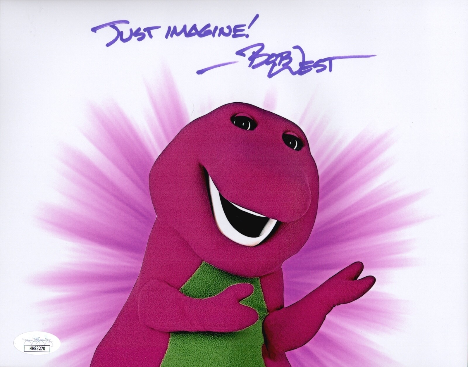 BOB WEST Signed BARNEY THE DINOSAUR 8x10 Photo Autograph JSA COA Cert ...