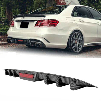 Carbon Fiber Style Rear Bumper Lip w/ Tail Light For Mercedes Benz W212 ...