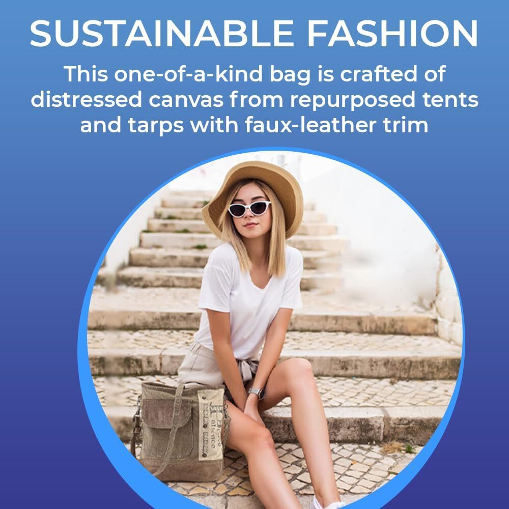 SAGEFINDS Upcycled Canvas Shoulder Bag | Earth Friendly Tote ...