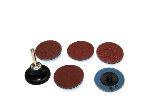 6pc 2" twist-lock abrasive sanding disc with 1 2" roll & lock disc pad ...