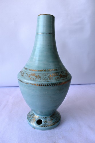 Antique German Bisque Vase Porcelain Gilt Floral Blue Bottle Flask ...