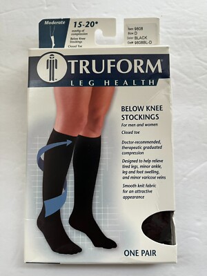 TRUFORM Leg Health Medical Compression Stockings 15-20 Size D Black | eBay