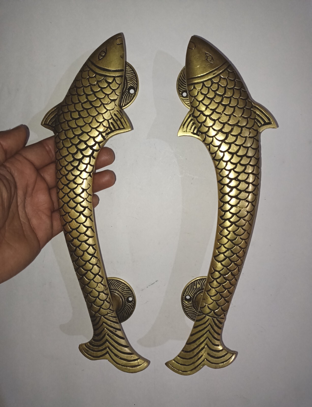 Gold Fish Design Door Pull Set Brass Sea Creature Fish Theme Decor ...