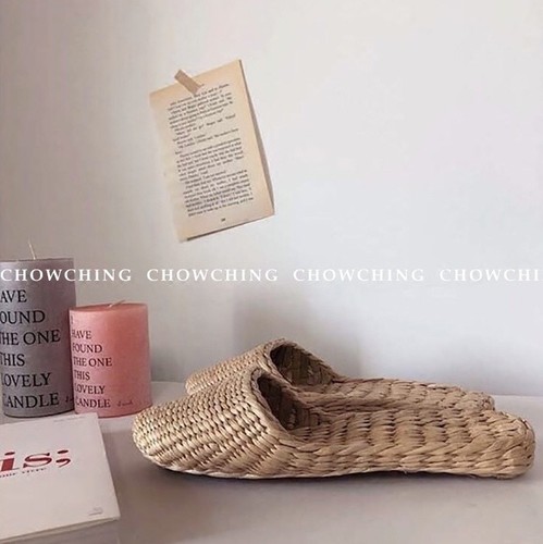 Retro Women Unisex Natural Straw Woven Slippers Shoes Sandal Flip Flop ...