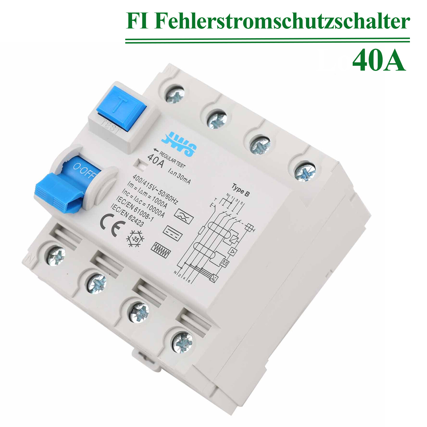 40A/63A FI Fehlerstromschutzschalter RCD Typ-B Wallbox E-Auto ...