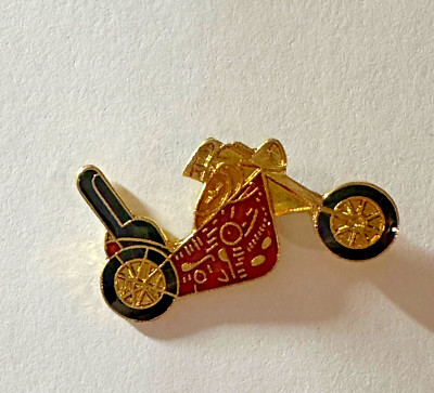 BRAND NEW BRASS ENAMEL HAT PIN LAPEL PIN TAC BACK RED CHOPPER ...