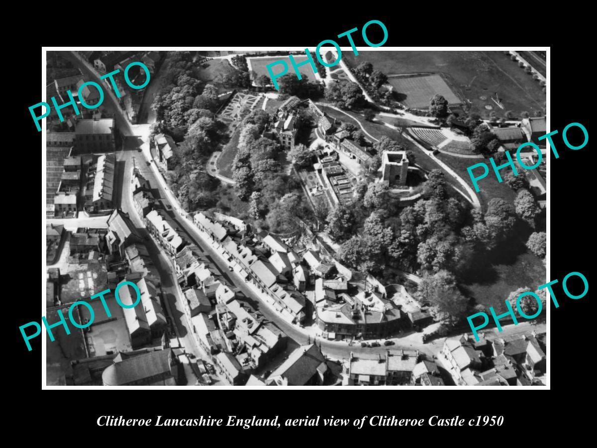 OLD 8x6 HISTORIC PHOTO OF CLITHEROE ENGLAND AERIAL VIEW OF CASTLE c1950 ...