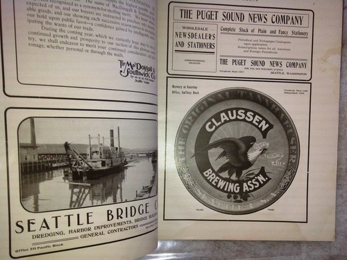 ARGUS Dec 1903 Seattle WA PrePro Beer Ads Claussen TRAY Rainier Hemrich ...